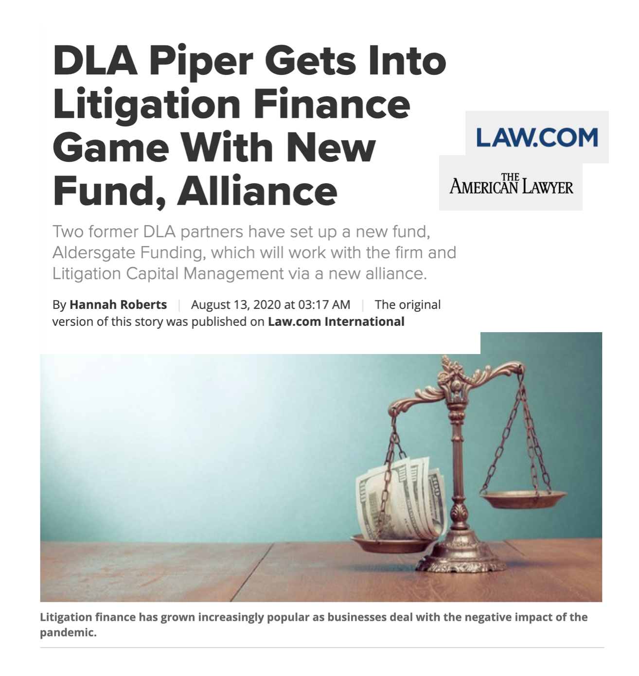 DLA Piper Gets Into Litigation Finance Game With New Fund, Alliance ...